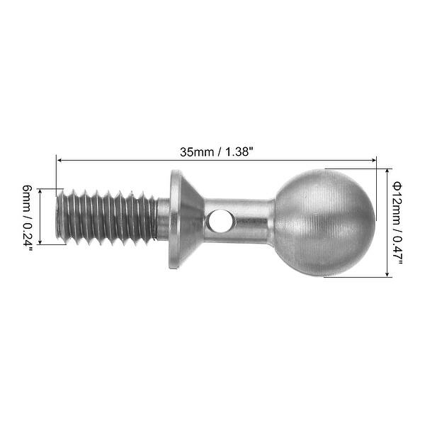 1/4" Thread Ball Stud Ended Bolt, 2Pcs Magic Arm Extension Rod Style 1 - Silver - 35mm - Bed ...